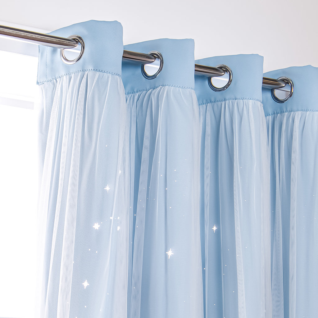 Starry Sky Tulle Overlay Blackout Curtains – BHFhome